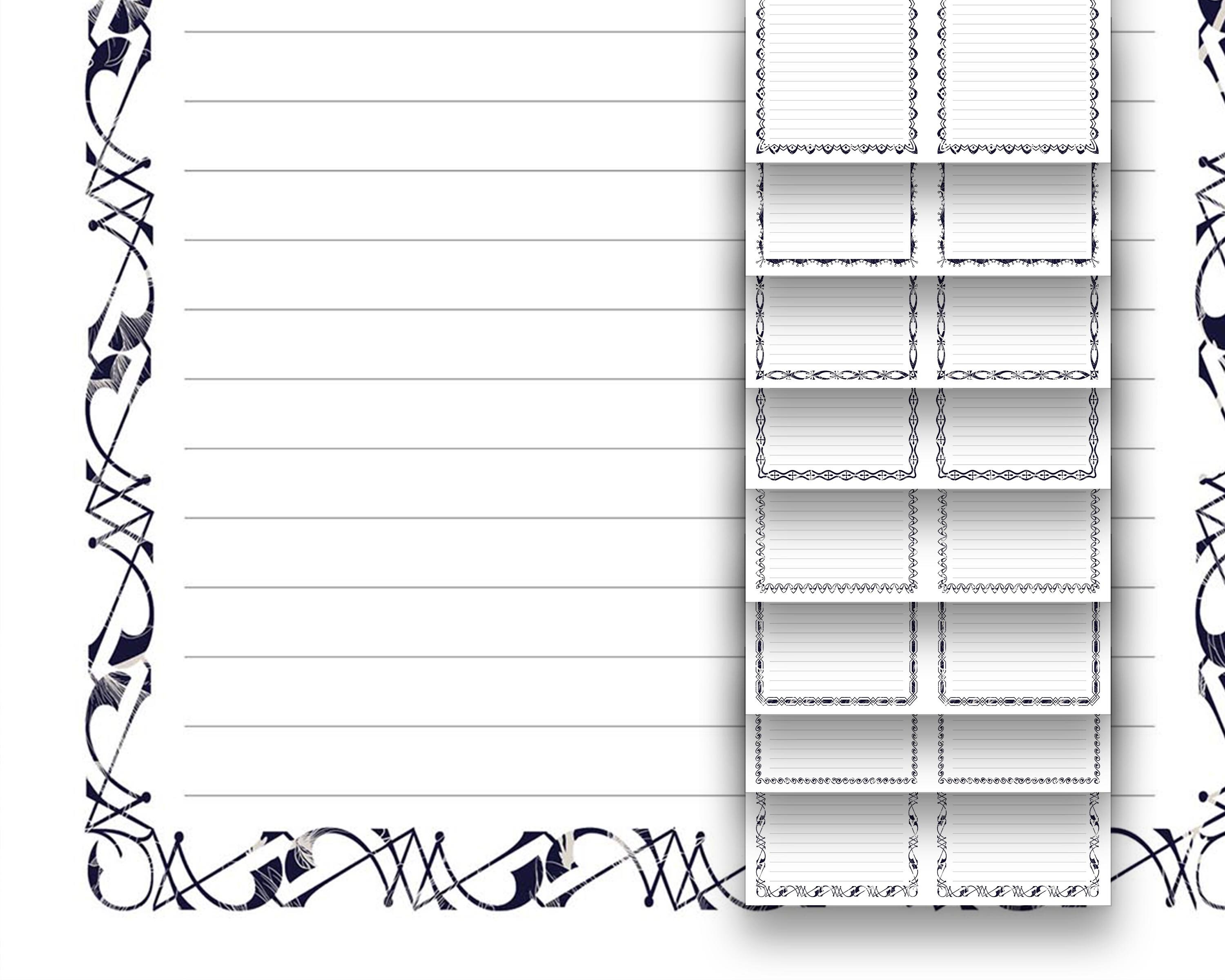 Printable Lined Journal Pages Kit Art Deco Framed Border Minimalist ...