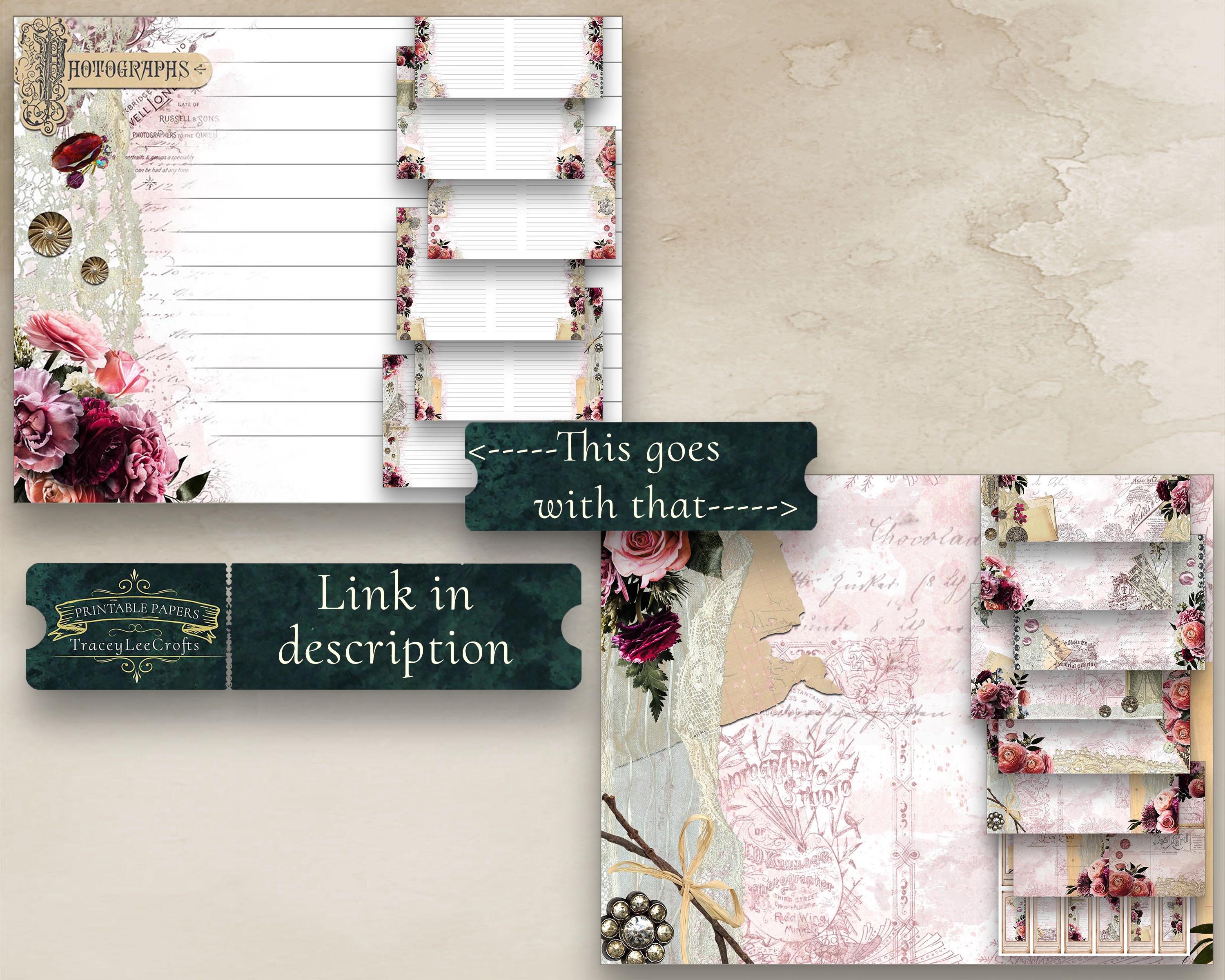 Victorian Floral Lined Writing Paper Printable Vintage Stationery Junk ...