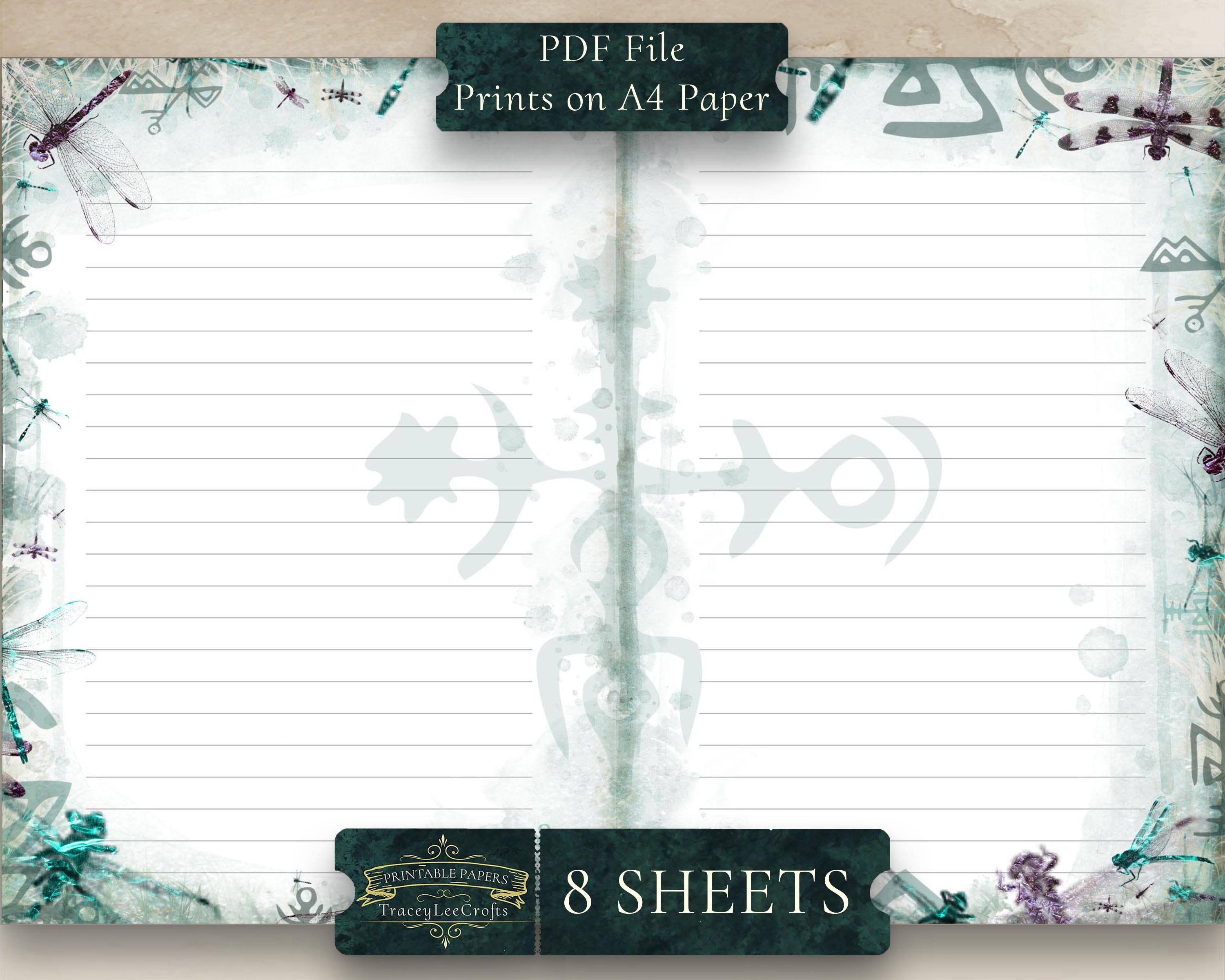 DIY Lined Dragonfly Journal Printable Kit Digital Diary Paper ...