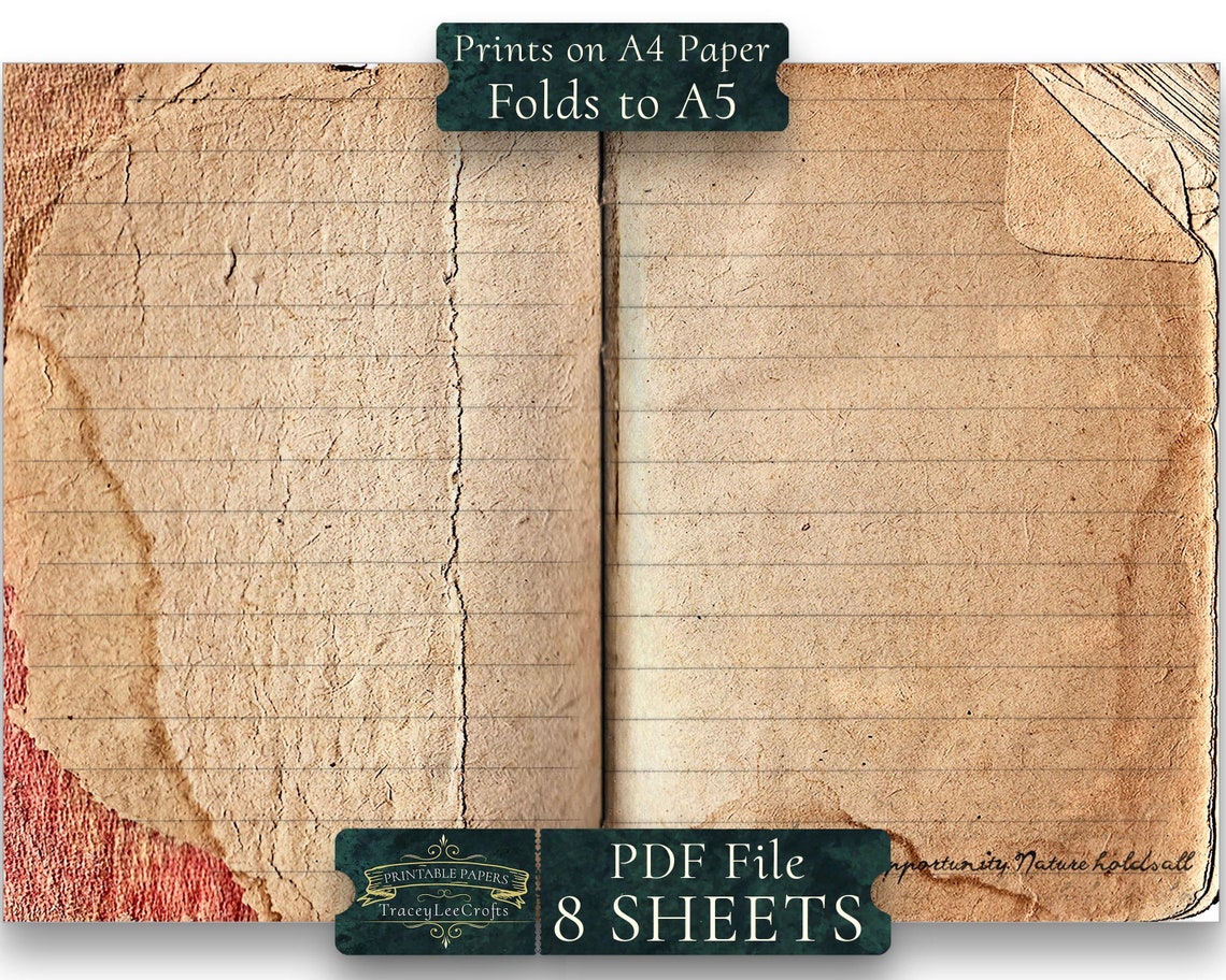 Printable Old Book Pages Vintage Junk Journal Sheets Stained | Etsy
