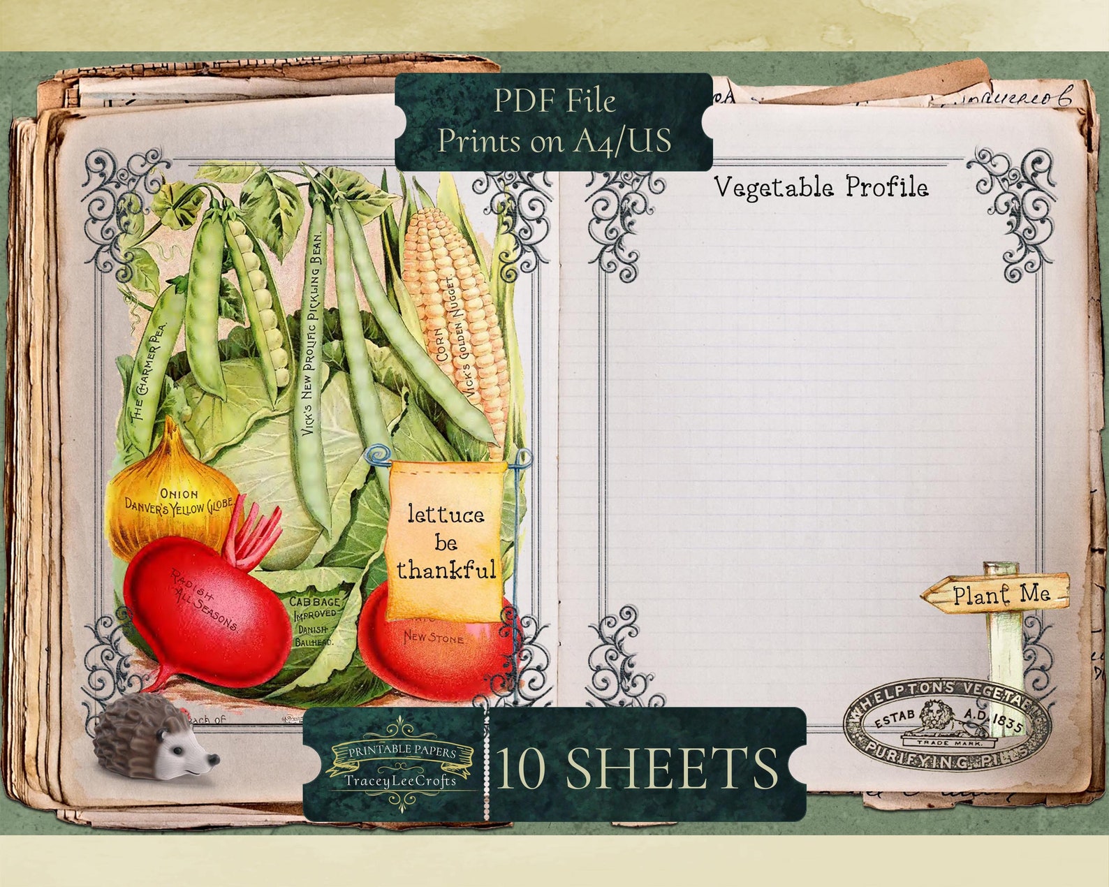 DIY Vegetable Garden Diary Printable, Junk Journal Kit, Veggie Digital ...