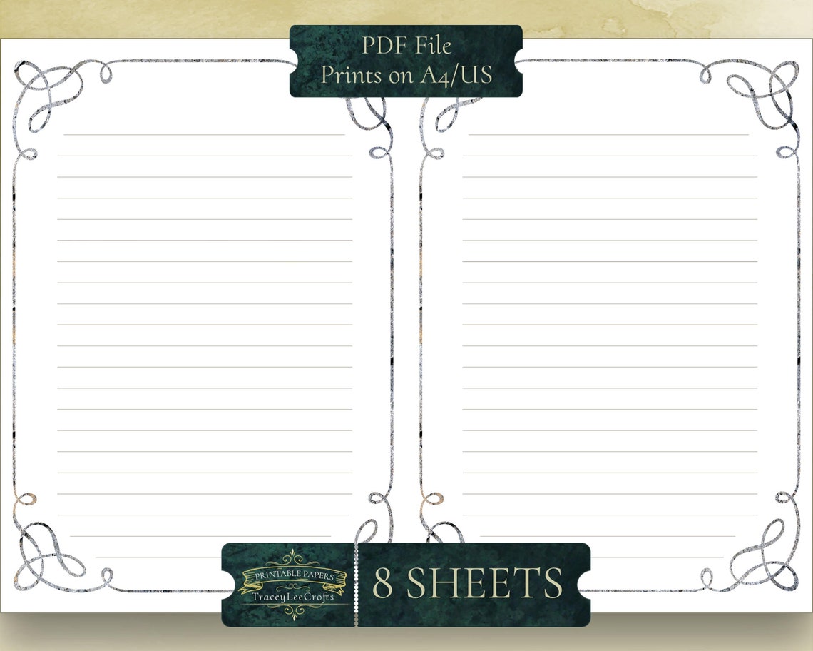 Printable Lined Journal Pages Set Decorative Frame Neutral - Etsy