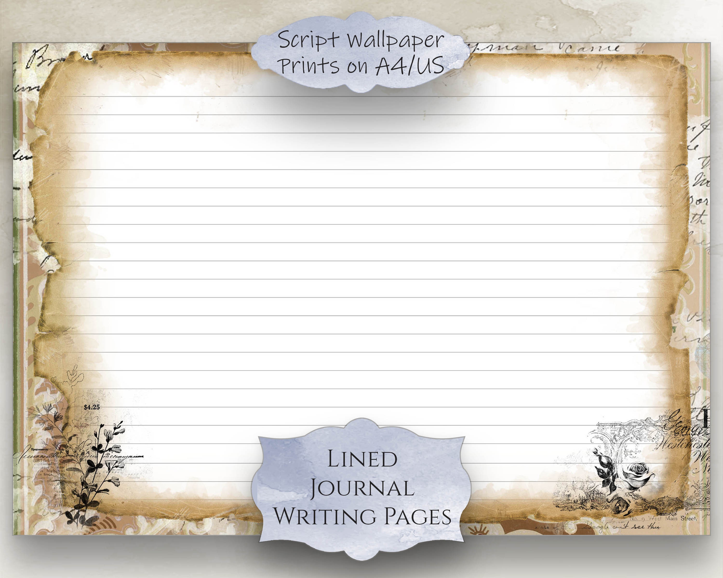 Commercial Use DIY Kit Printable Vintage Lined Writing Paper | Etsy