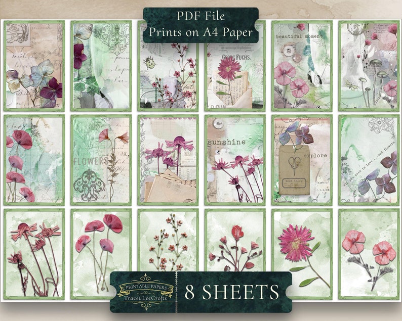 Wildflowers Journal Kit Printable, Dried Flowers Diary Pages, Digital ...