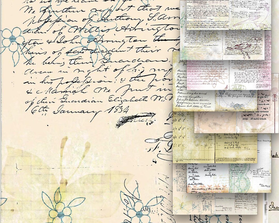 Digital Vintage Letters & Documents Ephemera Junk Journal Scrapbooking ...
