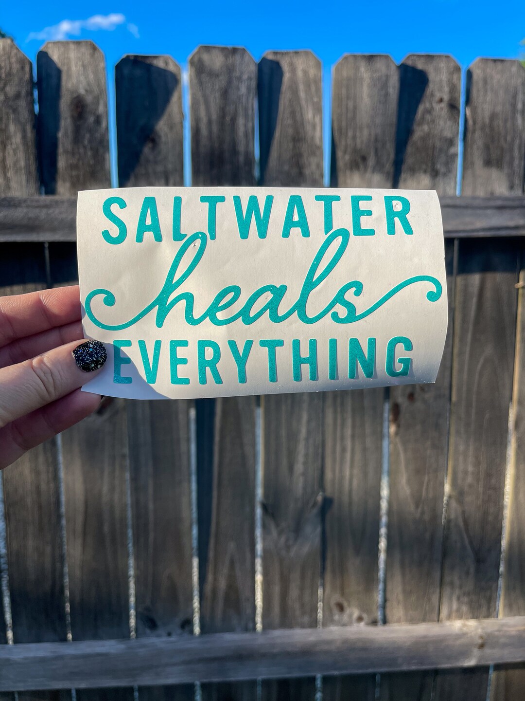 Saltwater Car Decal Beach Decal Saltwater Heals Everything - Etsy