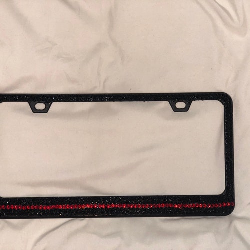Crystal Thin Red Line License Plate Frame - Etsy
