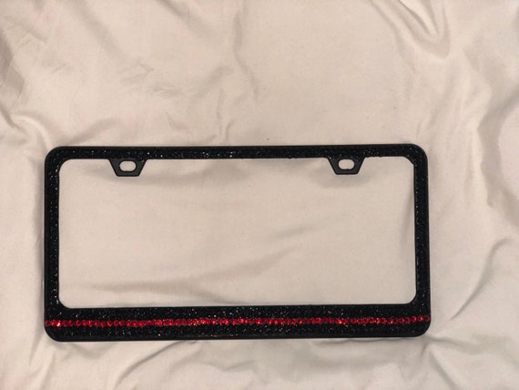 Crystal Thin Red Line License Plate Frame | Etsy