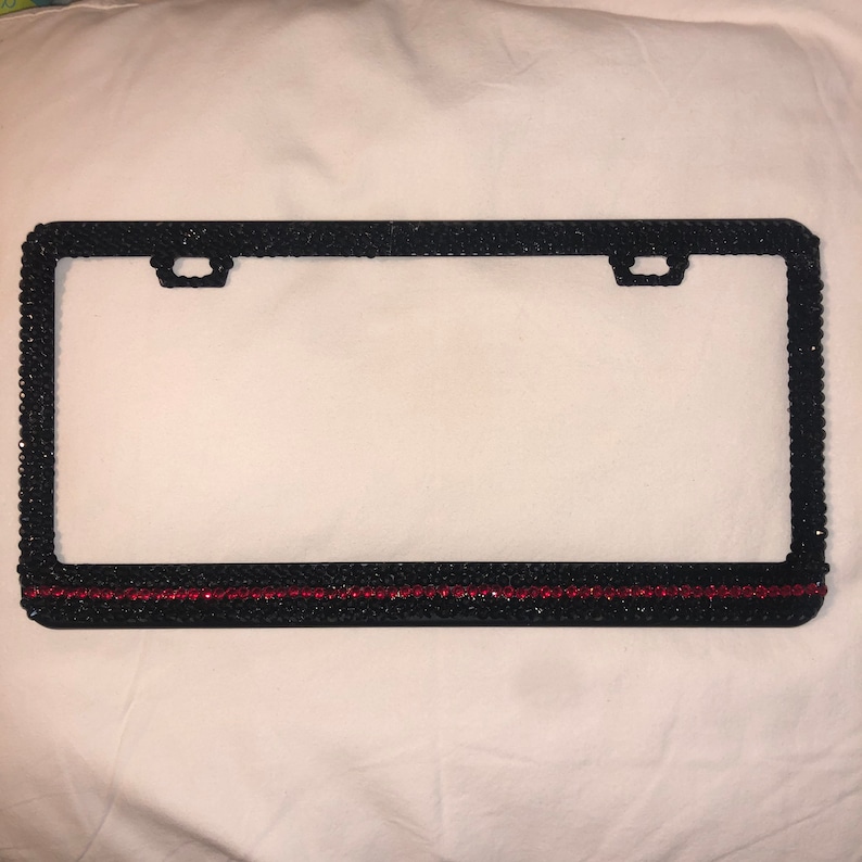 Crystal Thin Red Line License Plate Frame | Etsy