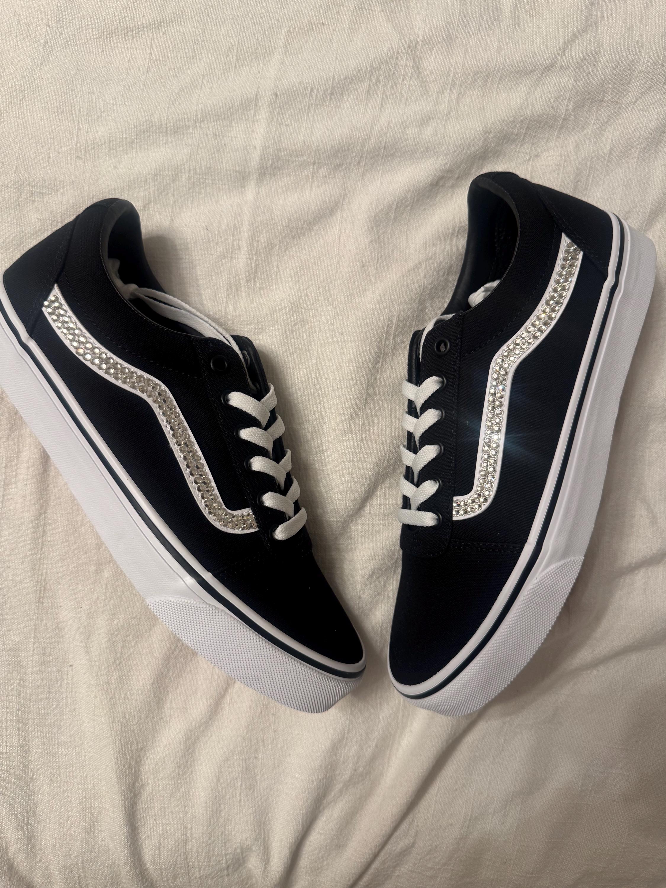 Rhinestone Stripe Canvas Vans - Etsy