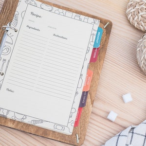 Custom Recipe Book Wooden Cookbook Personalized Recipe Binder Kitchen ...