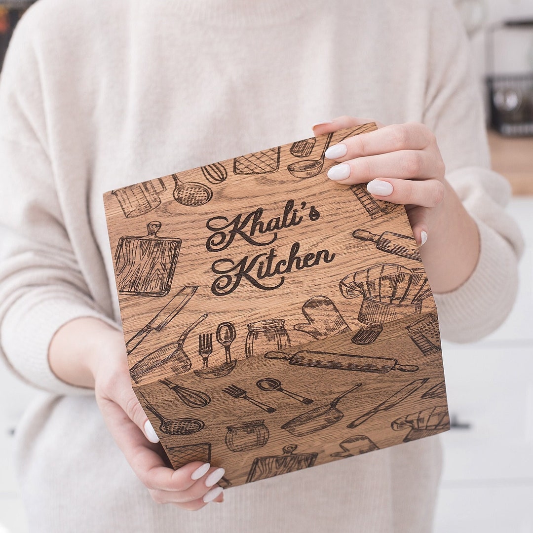 Personalized Recipe Box and Cards Large Wooden Box Kitchen Storage ...