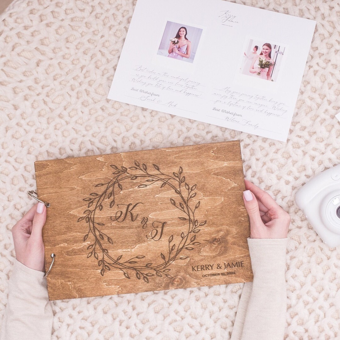 Custom Wedding Photo Guest Book Polaroid Instax Wooden Album ...