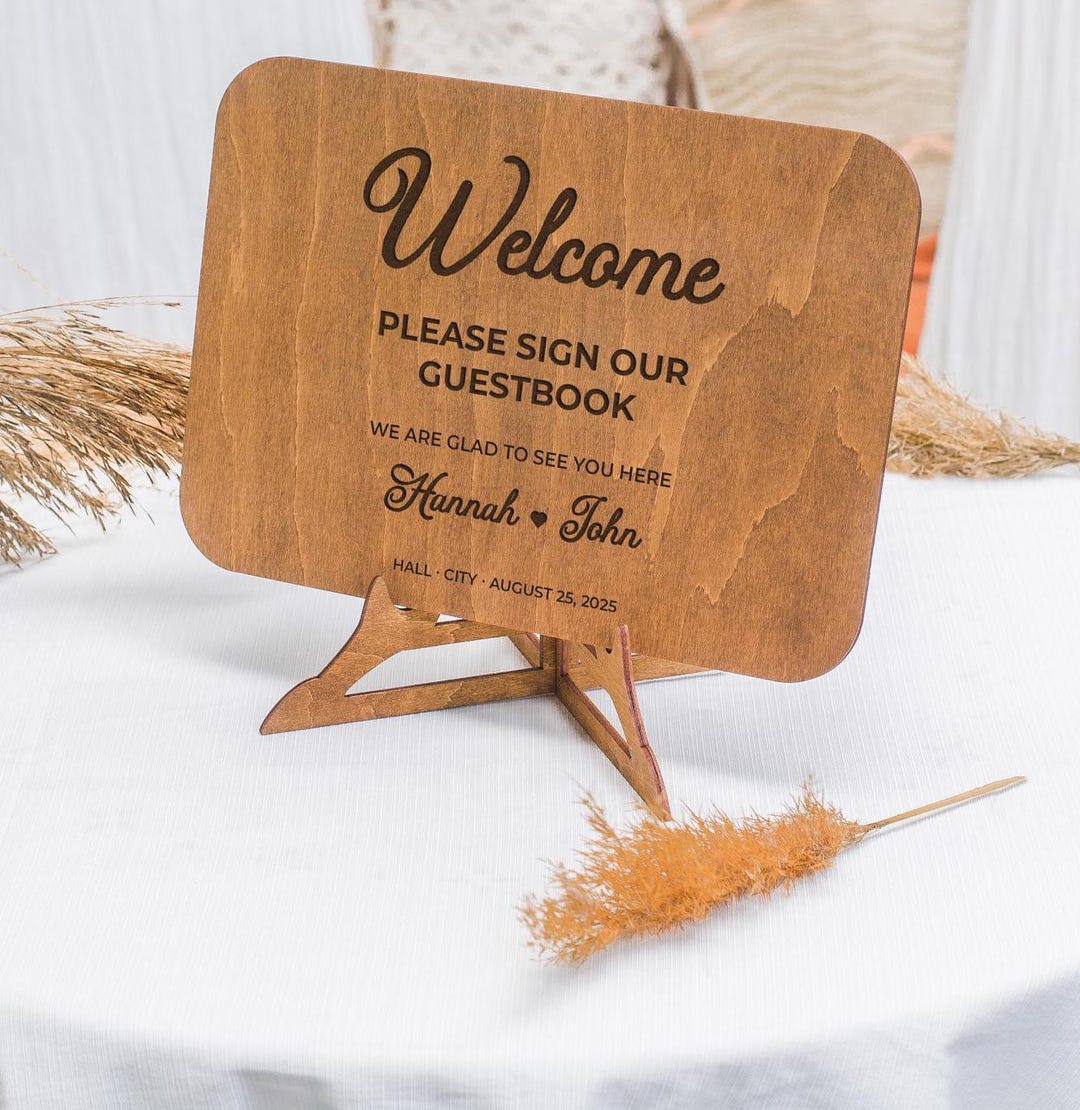 Please Sign Our Wedding Guest Book, Custom Wooden Welcome Sign - Etsy