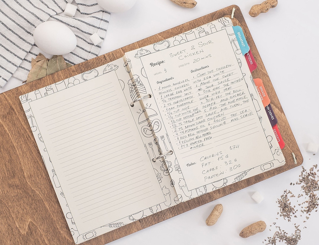 Custom Recipe Book Wooden Cookbook Personalized Recipe Binder Kitchen ...