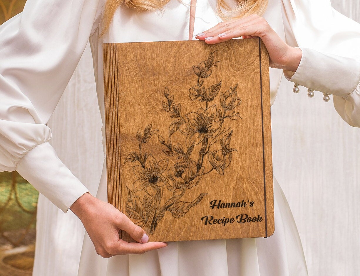 Custom Recipe Book, Wooden Recipe Binder, Personalized Cookbook Gift ...
