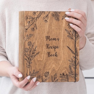 Custom Recipe Book Wooden Cookbook Personalized Recipe Binder Kitchen ...