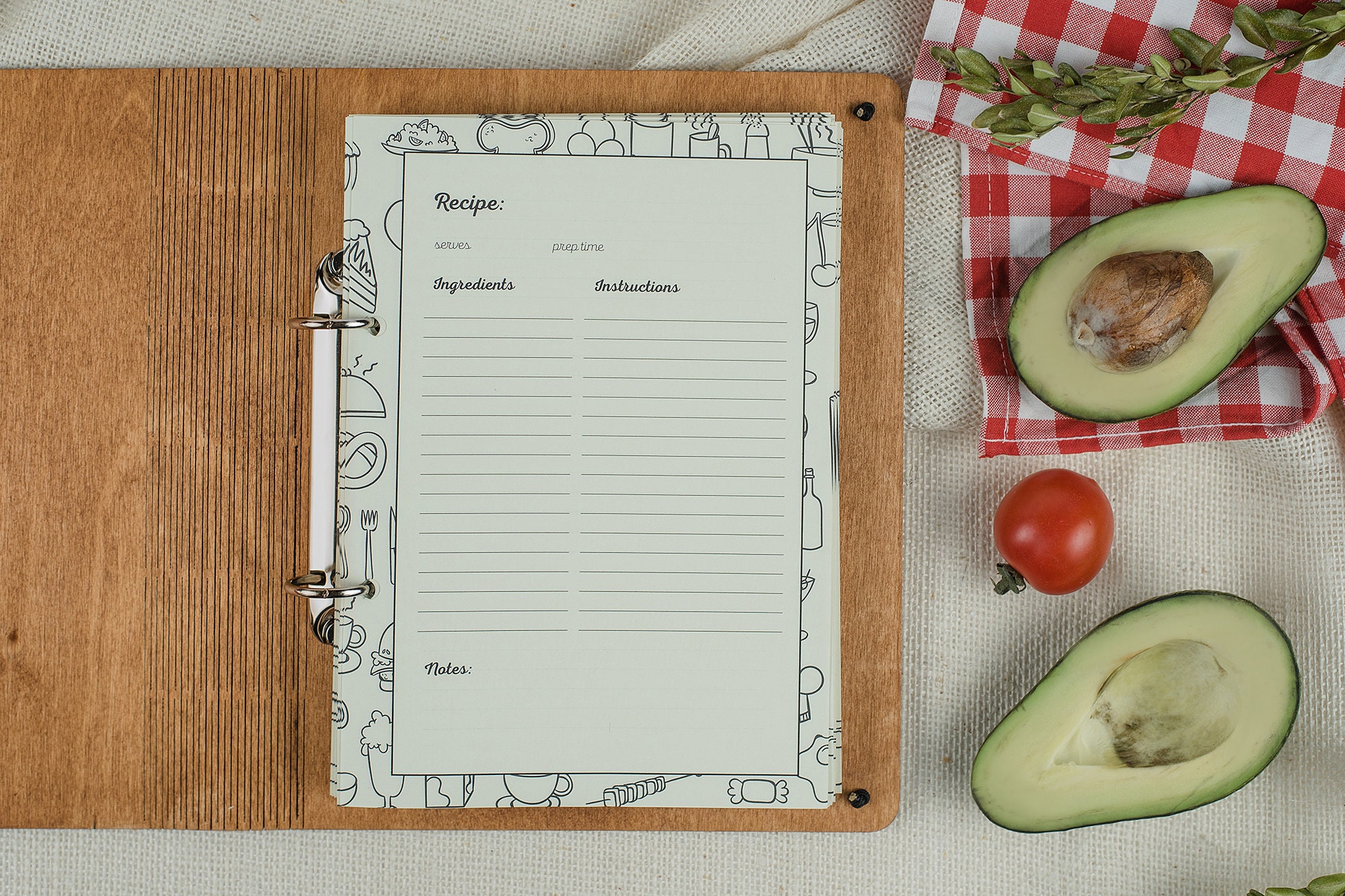 Personalized Recipe Book Blank Binder Custom Cookbook Wooden | Etsy