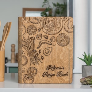 Custom Recipe Book Wooden Cookbook Personalized Recipe Binder Kitchen ...