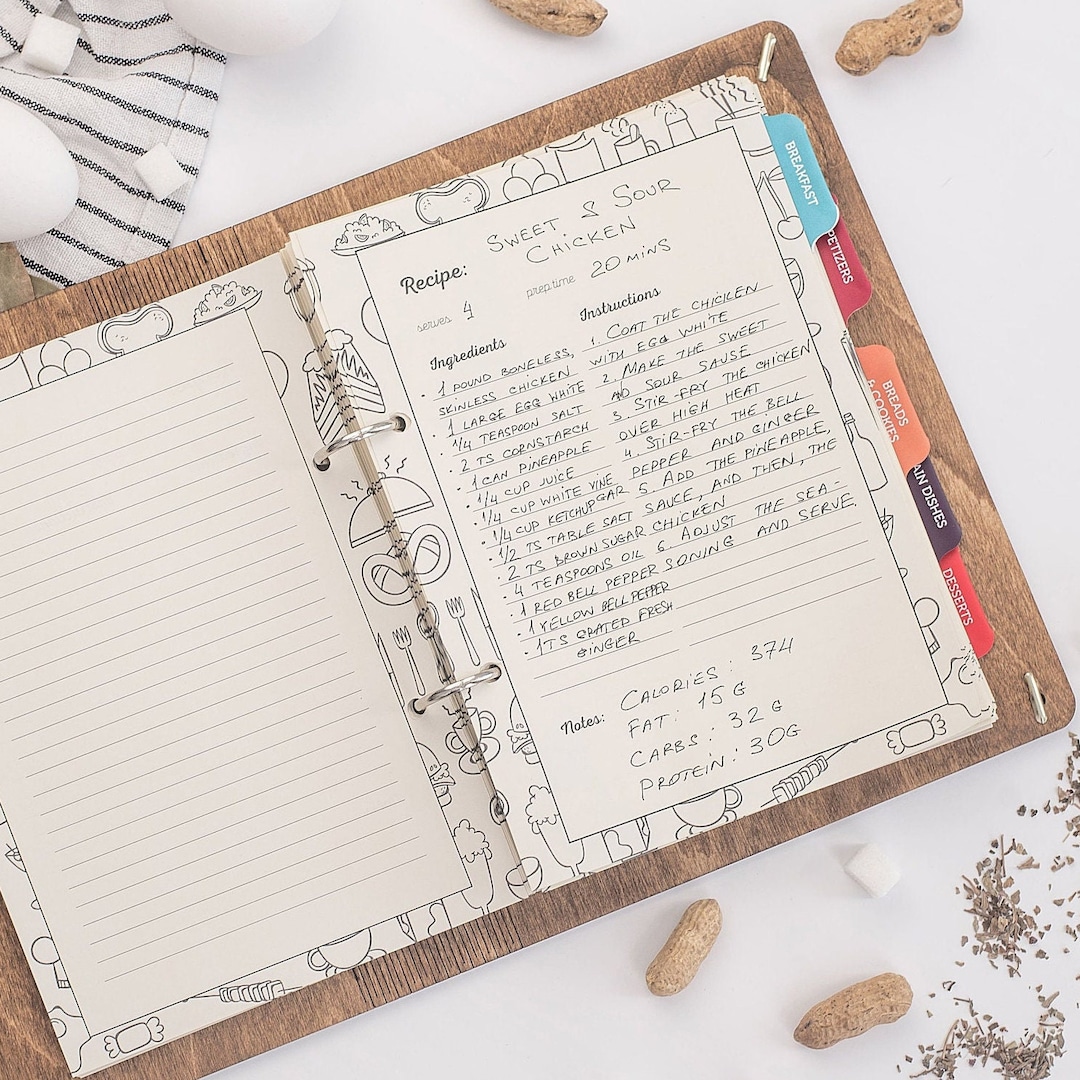 Custom Recipe Book Wooden Cookbook Personalized Recipe Binder Kitchen ...