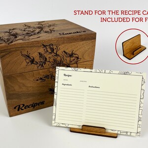 Wooden Recipe Box for Recipe Cards 4x6 Gift for Mom From Daughter - Etsy