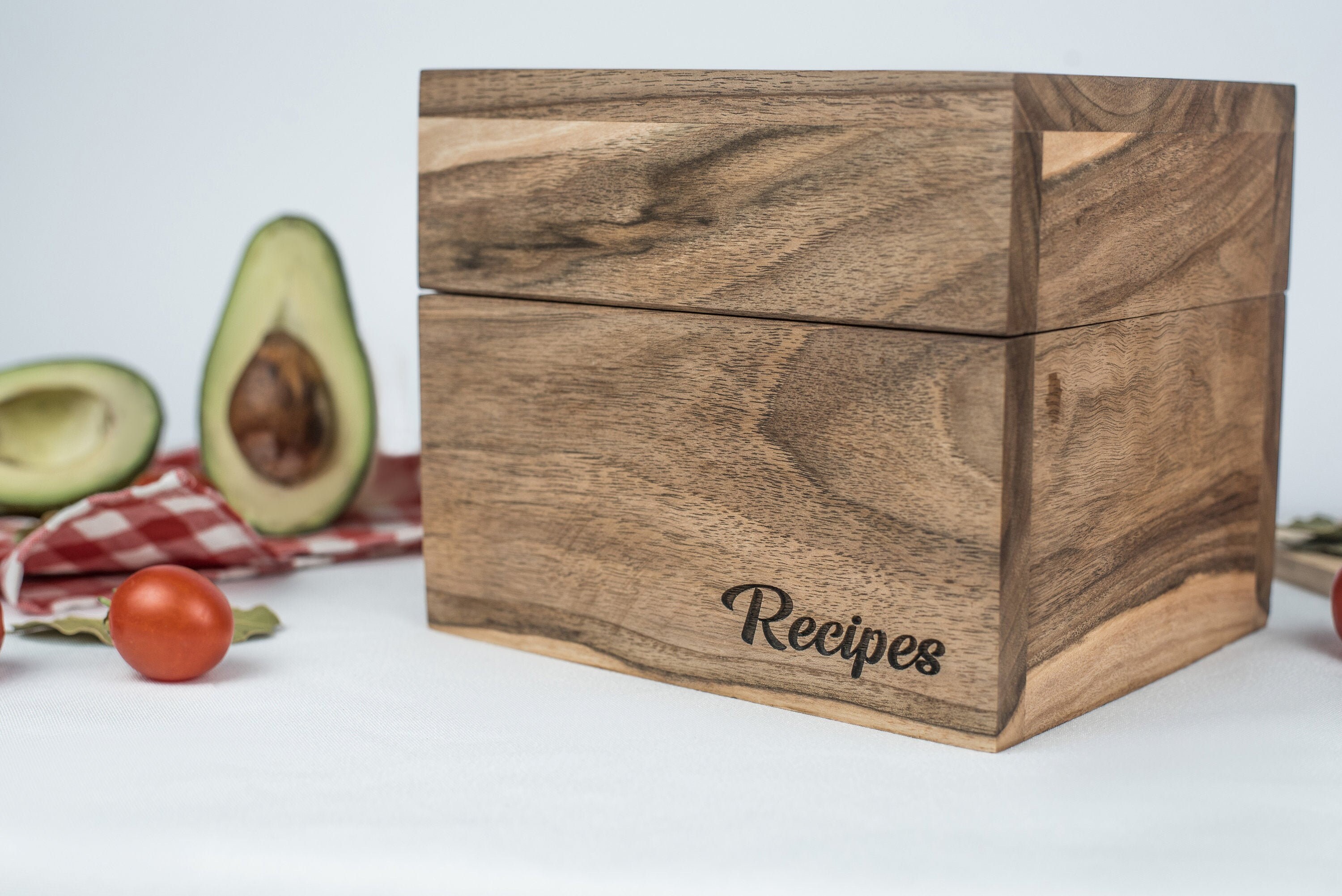 Wooden Recipe Box For Recipe Cards 4x6 Walnut Gift For Mom | Etsy