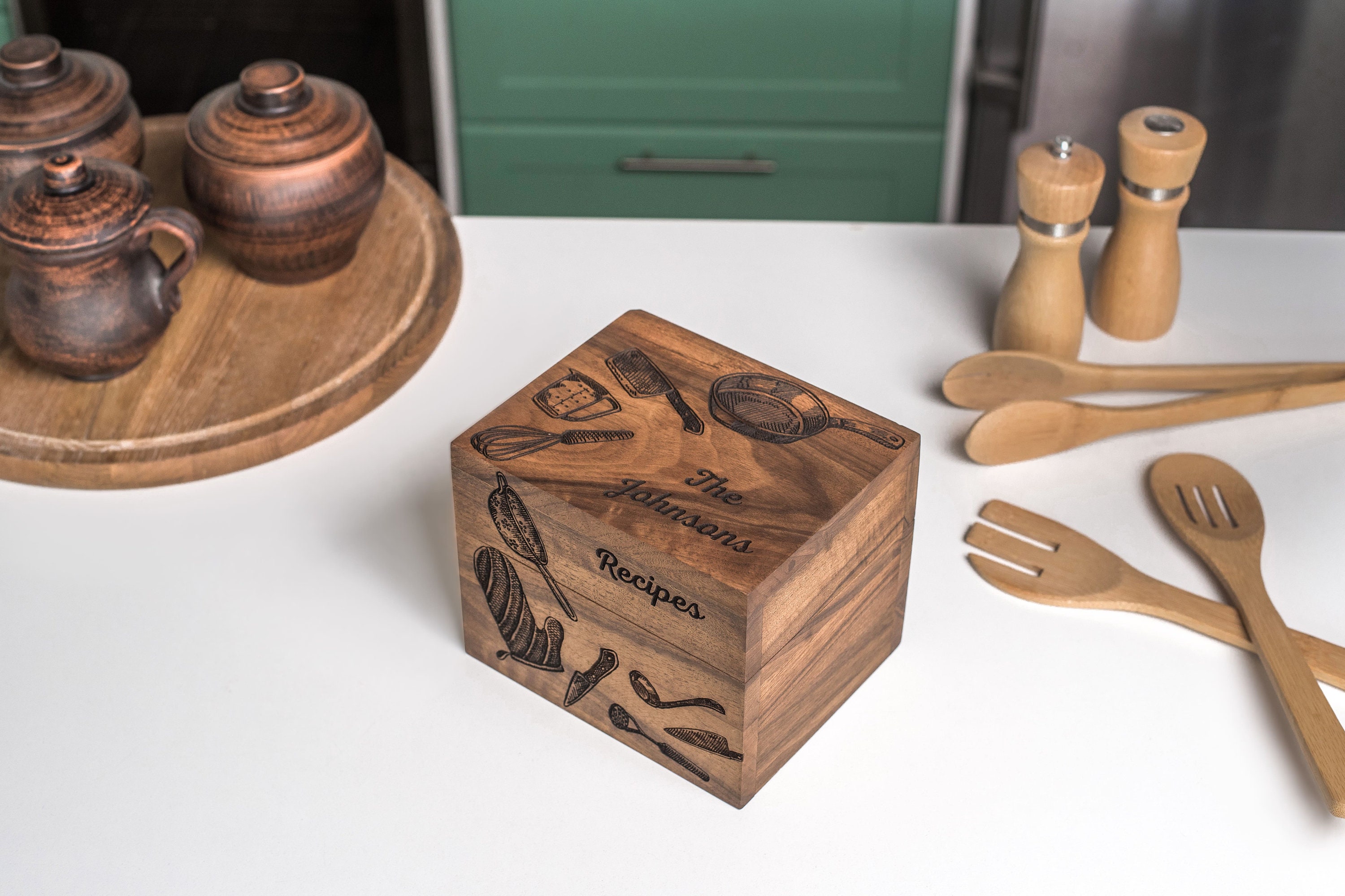 Wooden Recipe Box for Recipe Cards 4x6 Gift for Mom From Daughter - Etsy