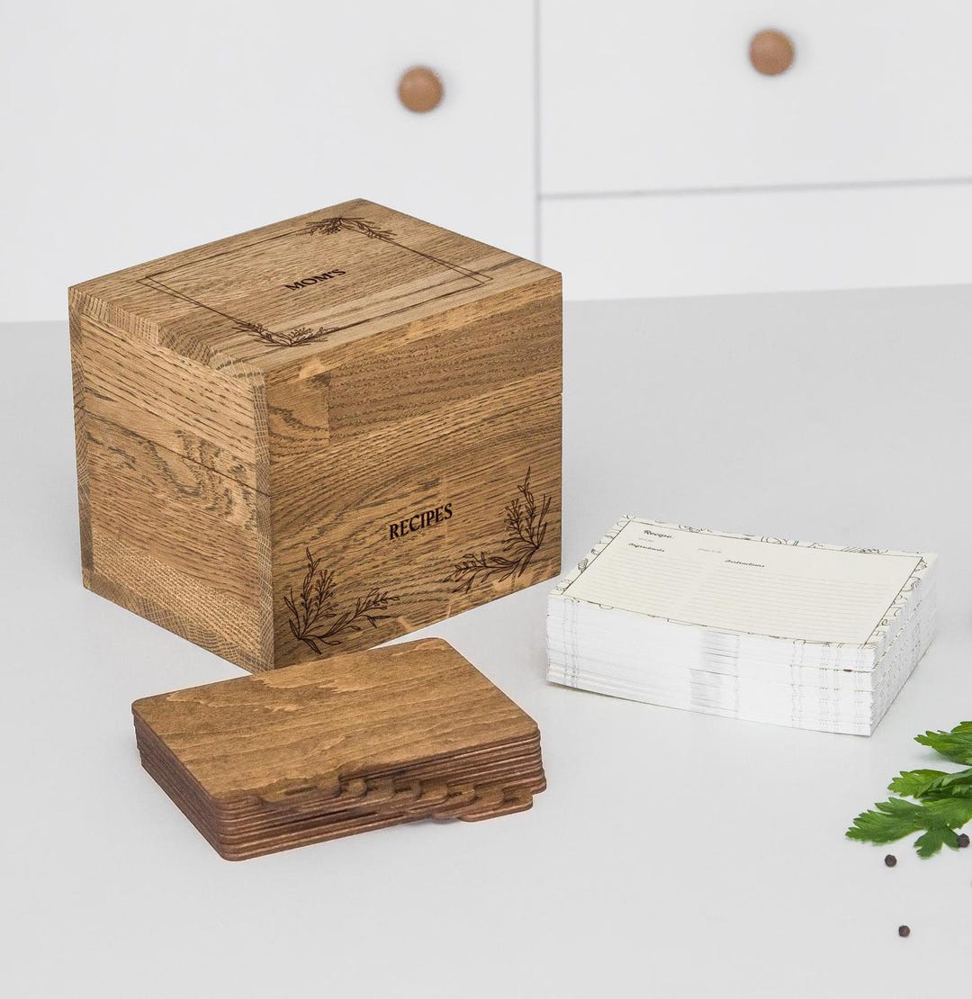 Custom Wooden Recipe Box 4x6 With Cards Mother Daughter Gift Wedding ...