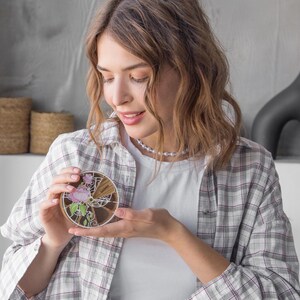 Pill Organizer Round Wooden Decorative Pill Box, Birth Control Case ...