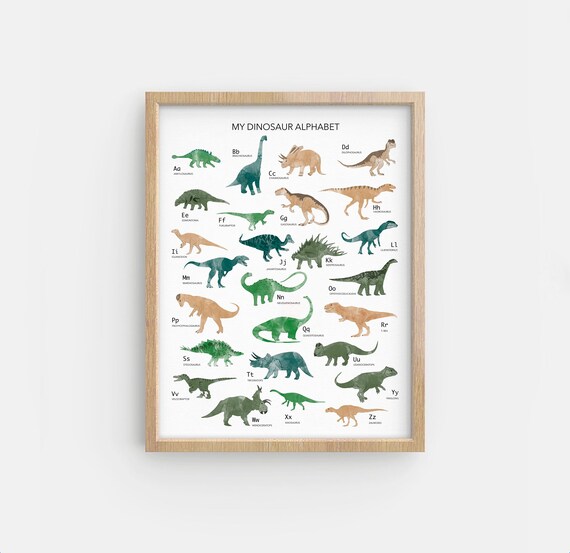 Dinosaur Alphabet Poster Jurassic Animals Print Toddler Room - Etsy