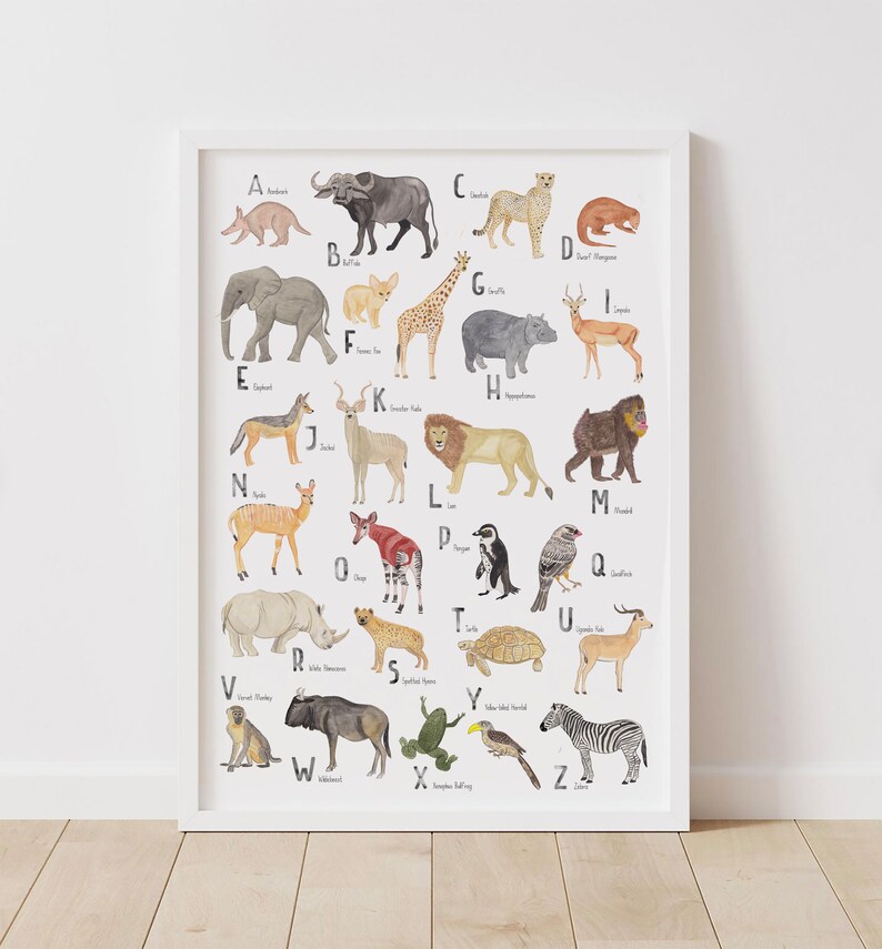 Safari Nursery Decor Safari Alphabet Animal Alphabet Poster - Etsy