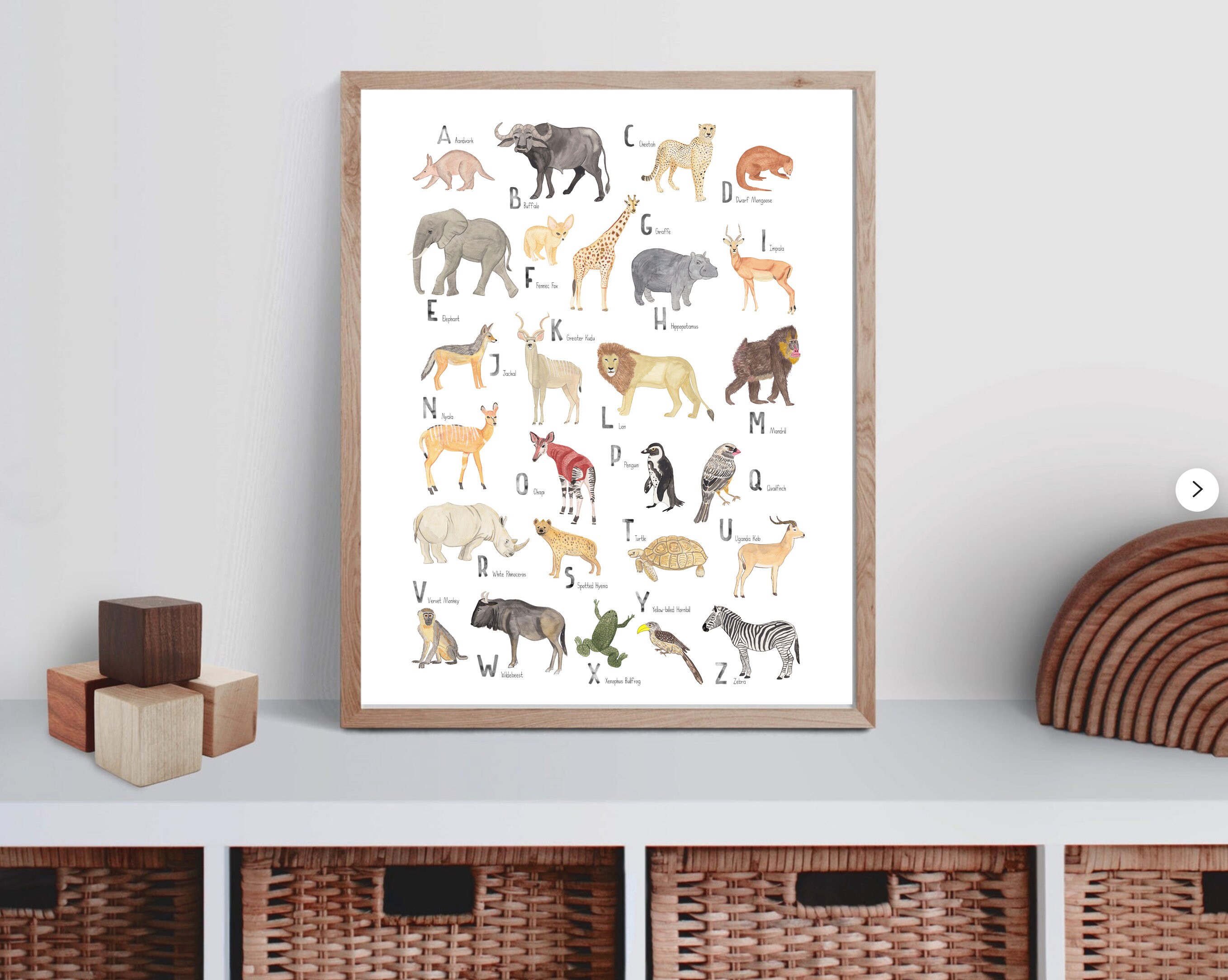 Safari nursery decor safari alphabet animal alphabet poster | Etsy