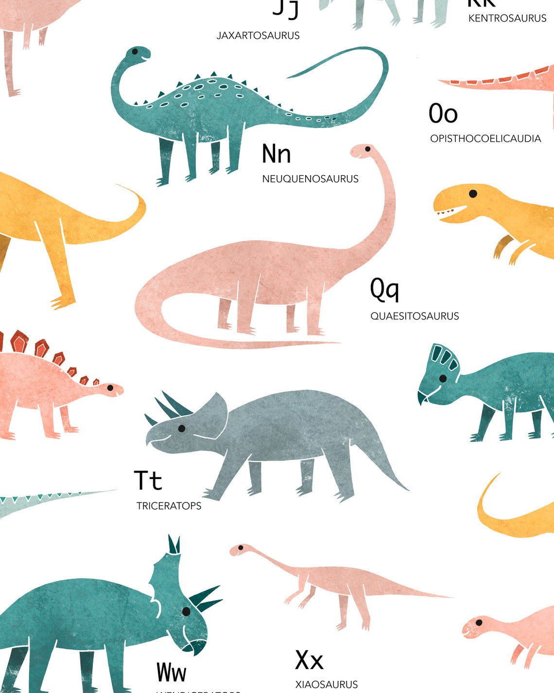 SPANISH Dinosaur alphabet poster ABC print The Dinosaurs | Etsy