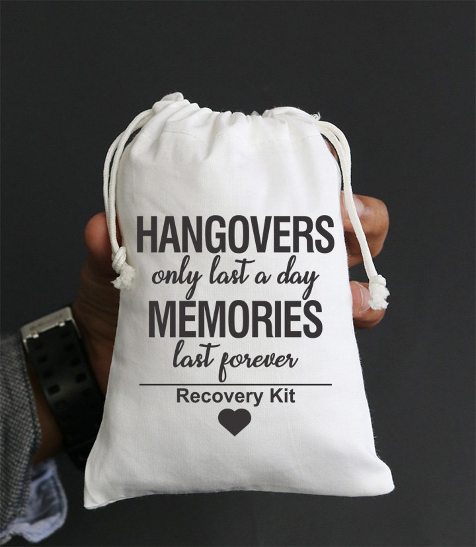 Hangover Emergency Survival Kit Bag Muslin Bag, Wedding Favor Bag ...