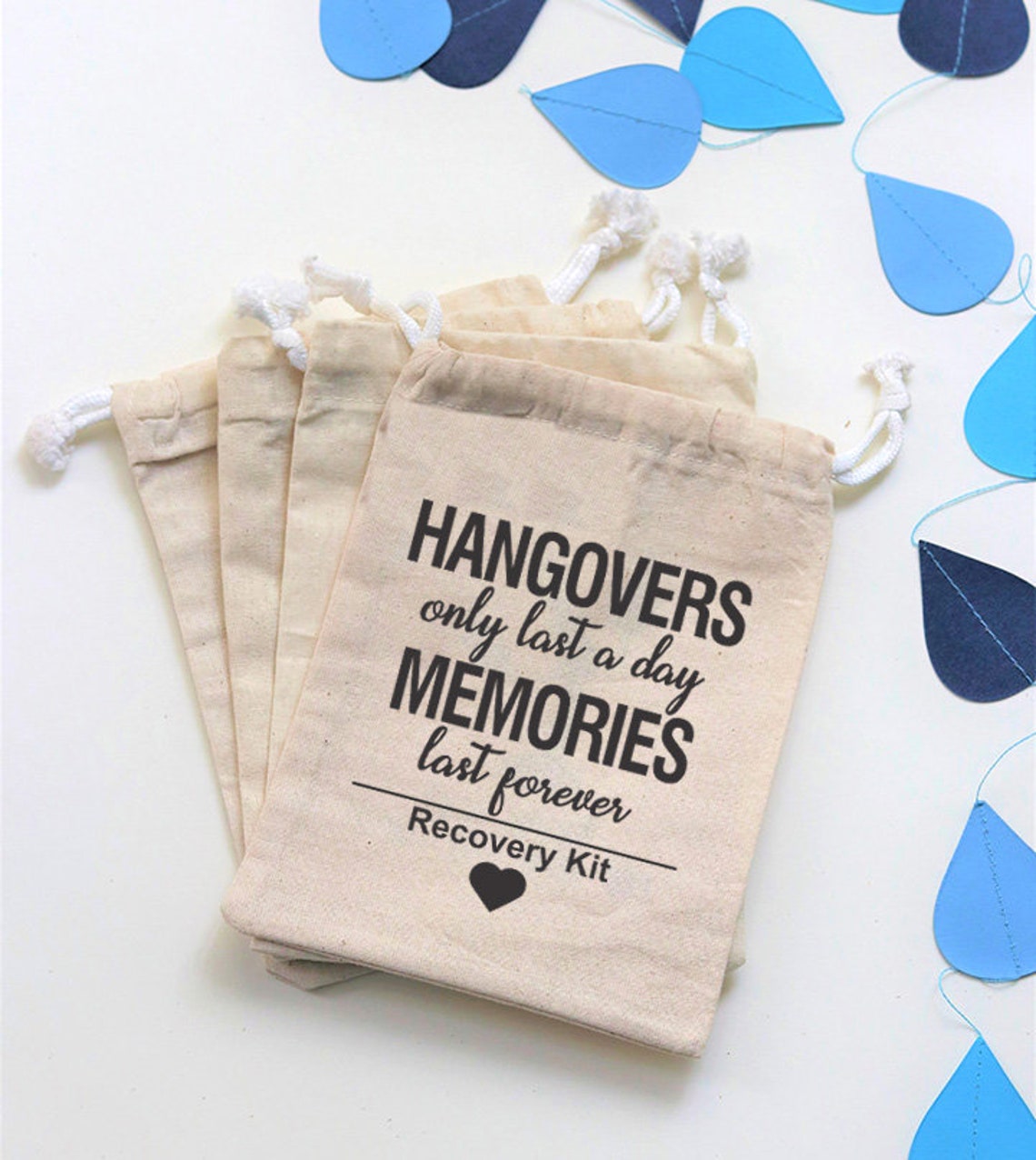 Hangover Emergency Survival Kit Bag Muslin Bag, Wedding Favor Bag ...
