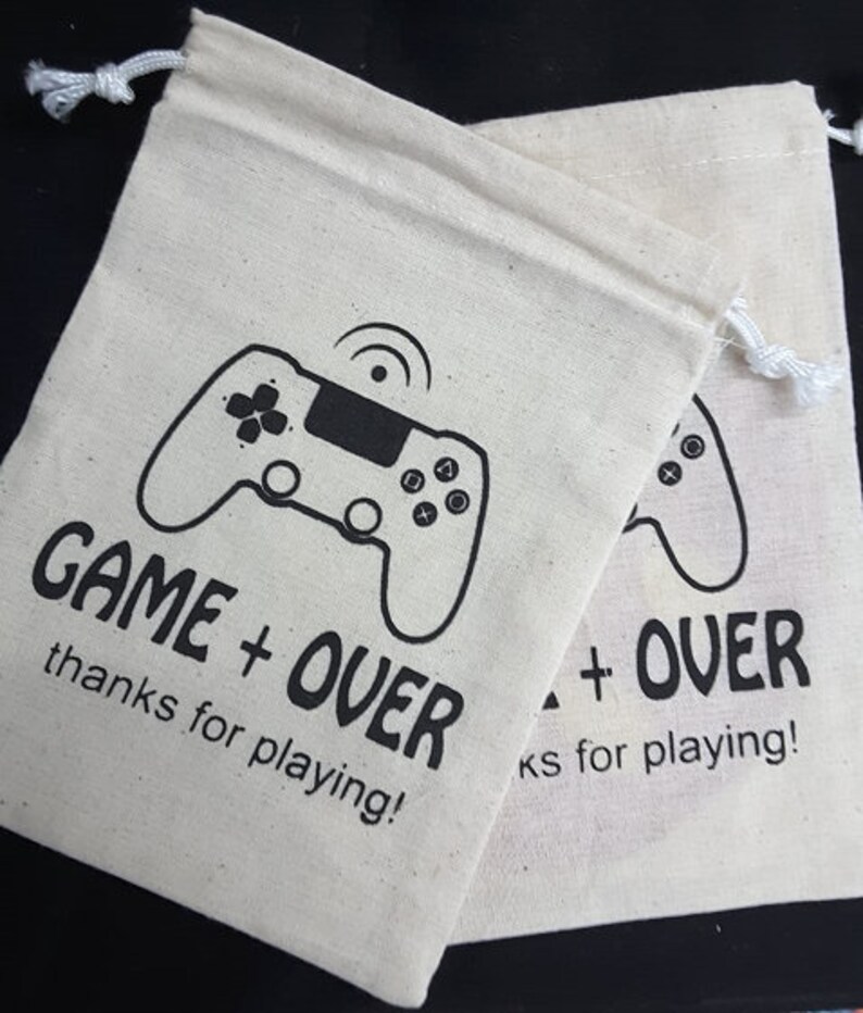 Set of 100 - Game Over Birthday Thank You Bags With Controller Design ...