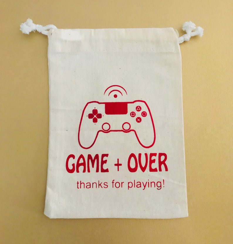 Set of 100 - Game Over Birthday Thank You Bags With Controller Design ...