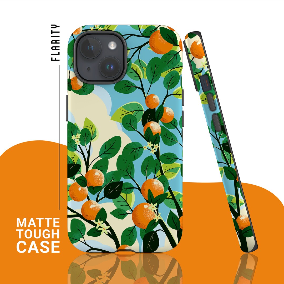 Mediterranean Orange Aesthetic Art Phone Case Matte Tough Protective ...