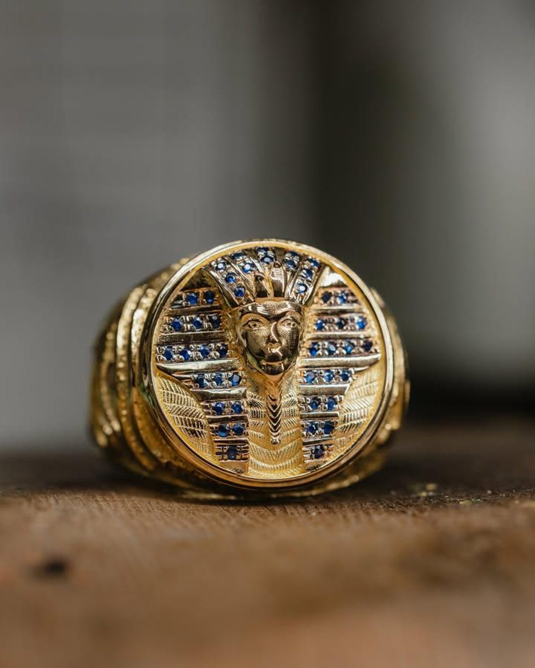 Egyptian Mummy Fancy Unique Design With Blue Sapphire Stacking Ring ...