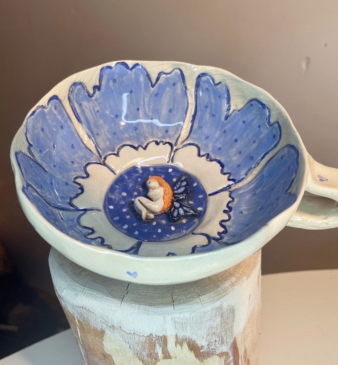 Handmade Ceramic and Pottery Unique Mug With Fairy Figure Inside Mug ...