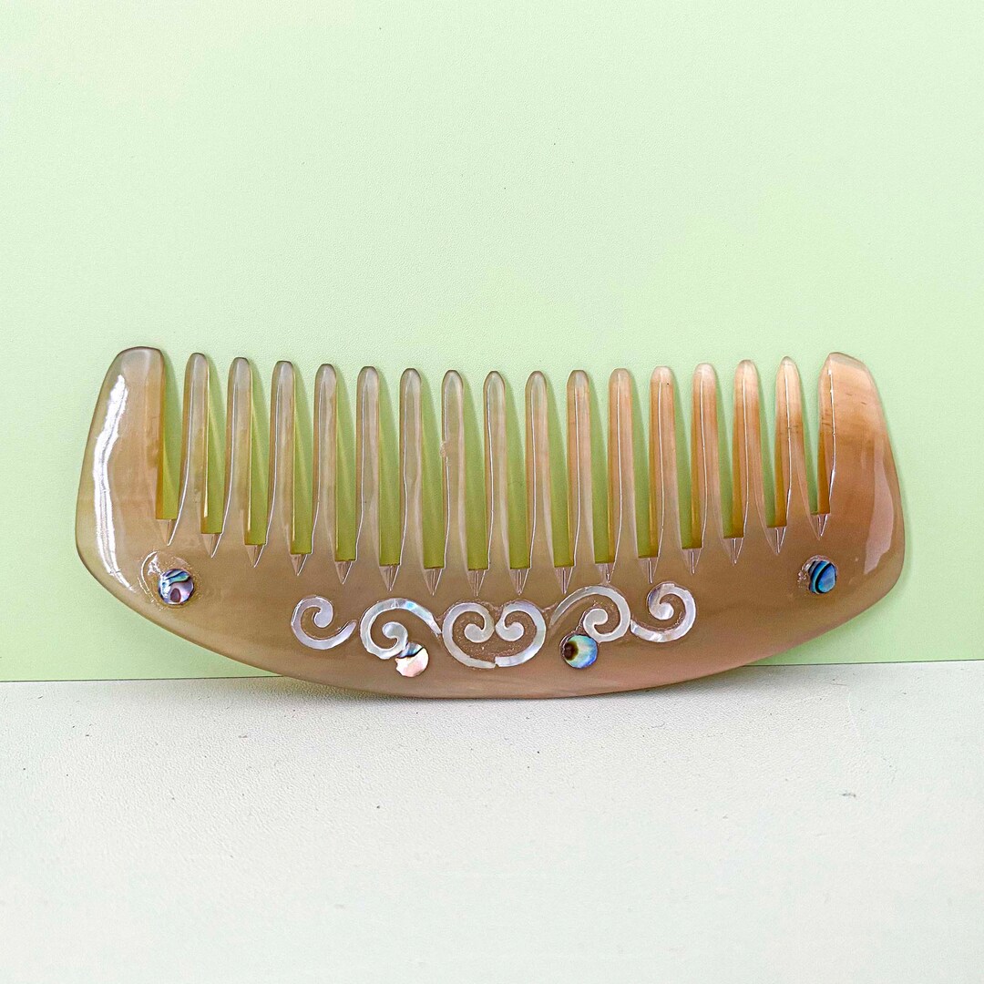 Handmade Mother-of-pearl Buffalo Horn Comb,massage Hair Brush Authentic ...