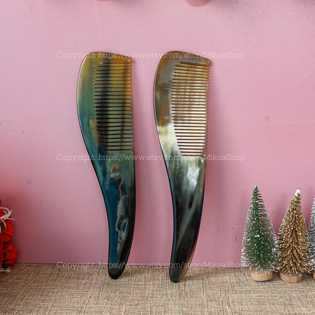 Handcraft Anti-static Pocket Horn Comb Dark Natural Buffalo VIP Bird ...
