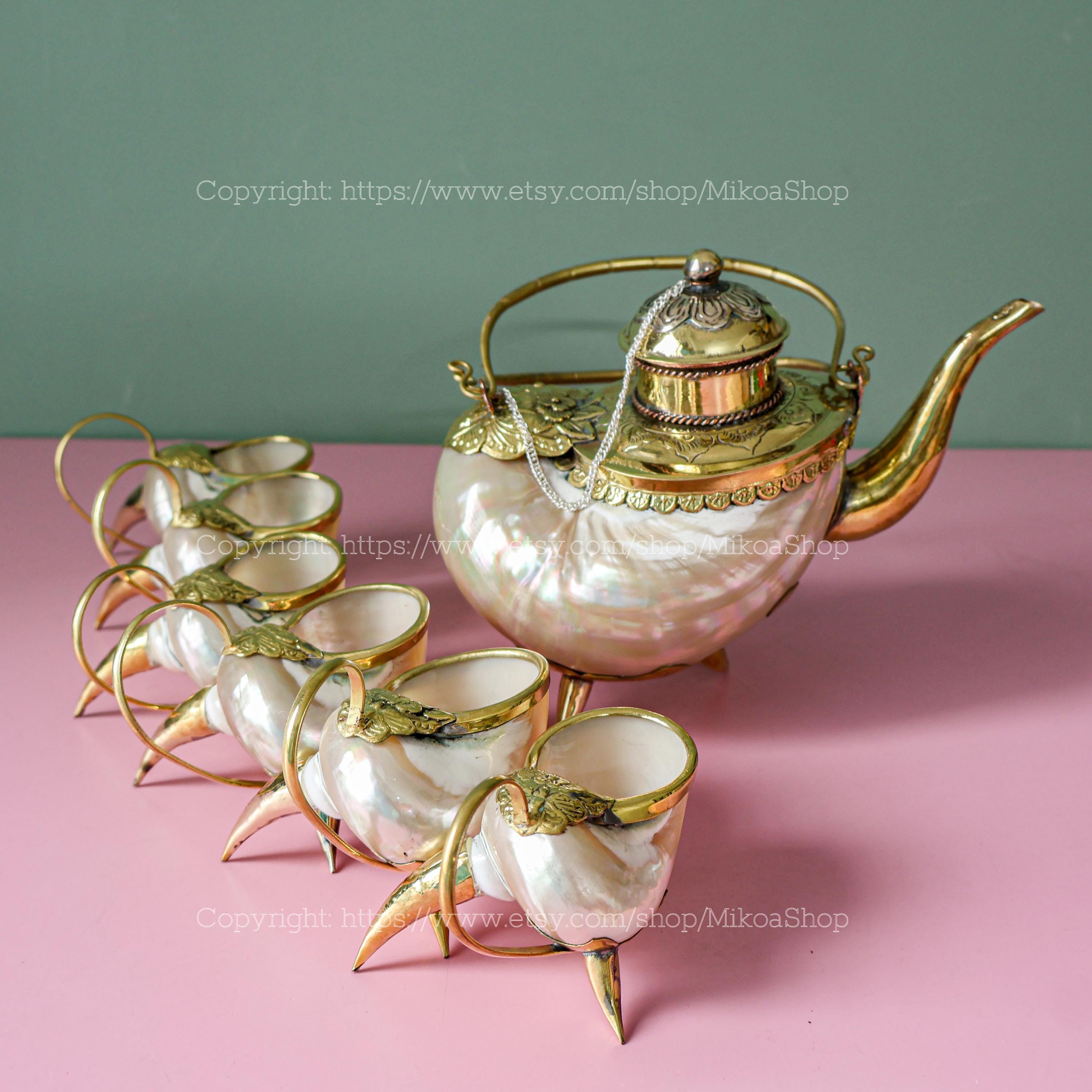 Mother-of-pearl Seashell Teapots Seashell Cup Conch Shell Cups With ...