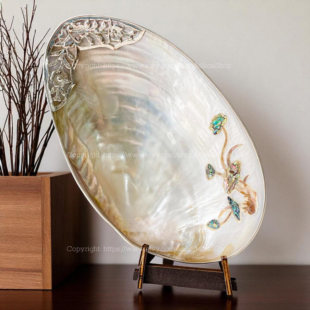 Lotus Flower Seashell Dish, Mother-of-pearl Giant Shell Dish Shell Dish ...