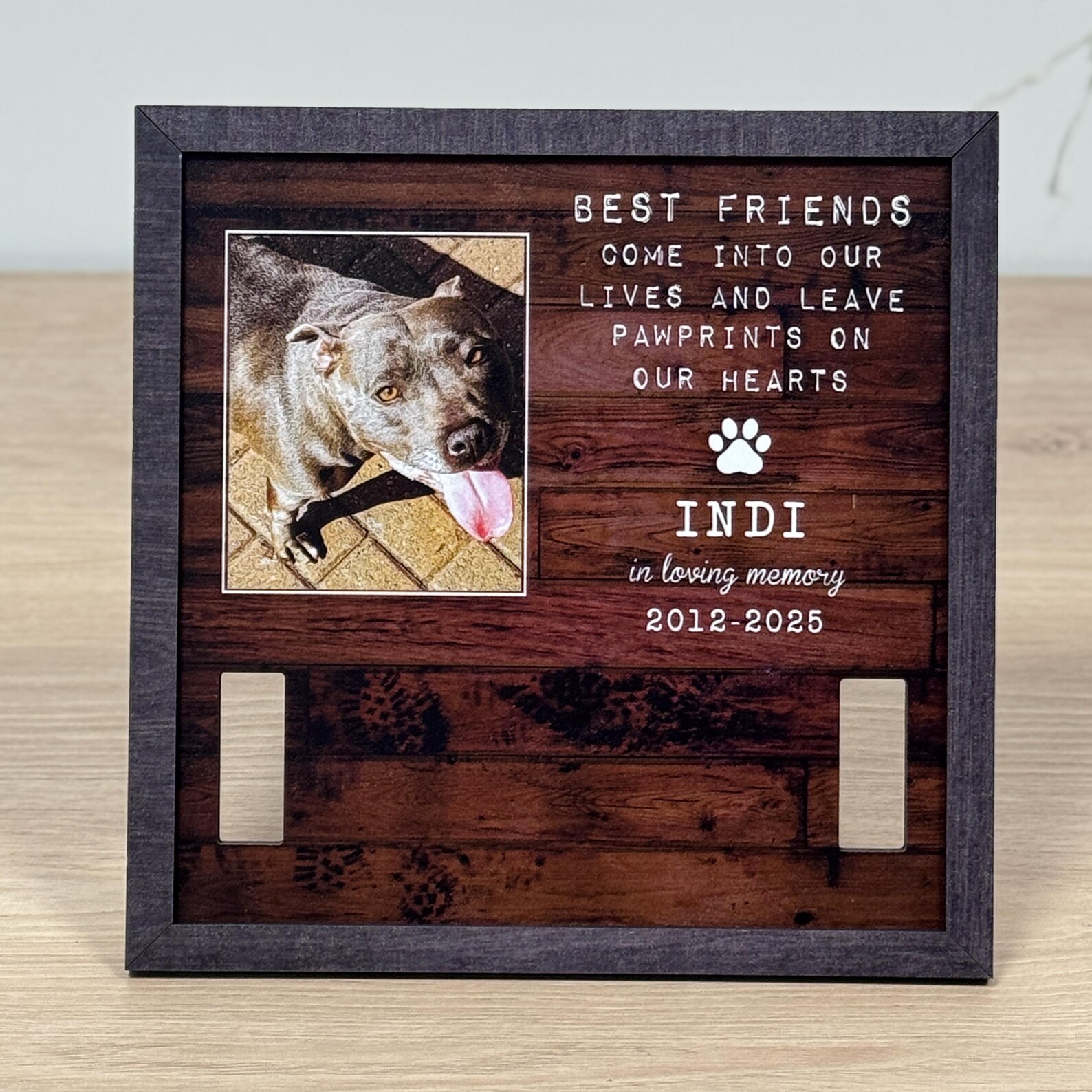 Memorial Pet Loss Frame - Puppy Memorial Wood Frame With Collar Display ...