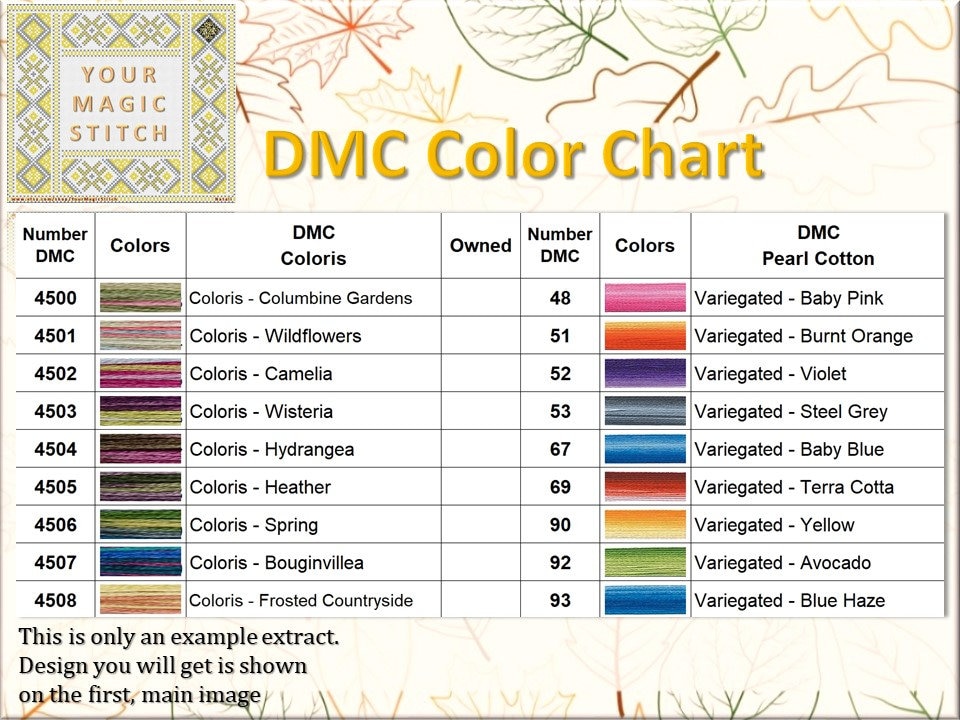 Dmc floss color chart store