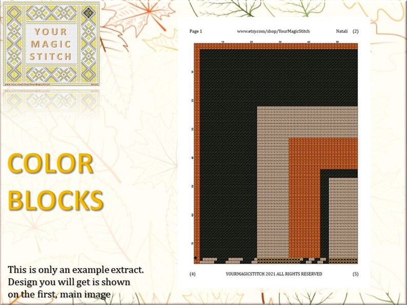 Squares Terracotta Counted Cross Stitch PDF Pattern Chart - Etsy