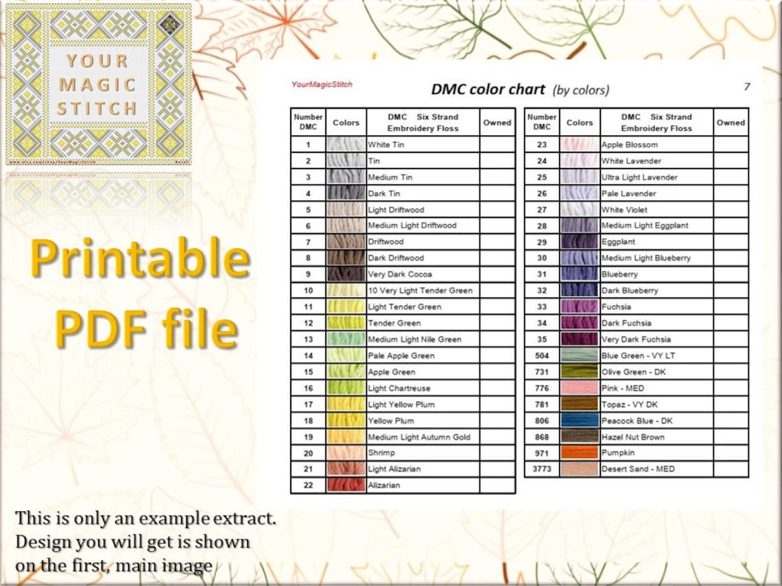 DMC Color Chart Floss Inventory Tracker digital PDF - Etsy