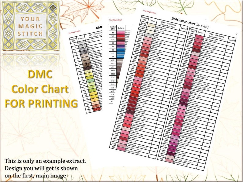 DMC Color Chart + Floss Inventory Tracker (digital PDF) - Etsy