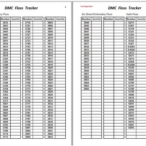 DMC Color Chart + Floss Inventory Tracker (digital PDF) - Etsy